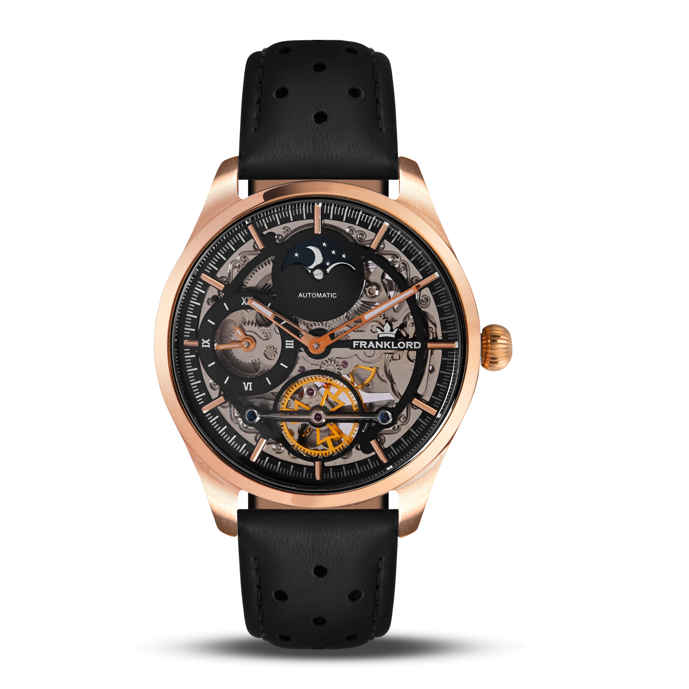 Franklord Navigator Sovereign | Rose Gold & Black Automatic Watch ...